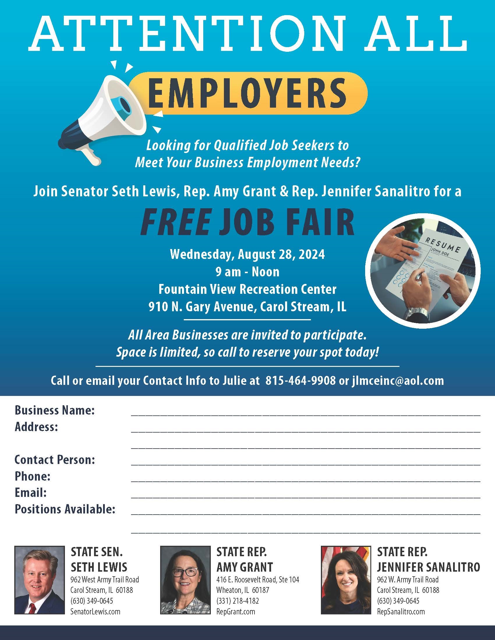 Attention Employers! Sen. Lewis and Reps. Grant and Sanalitro are ...