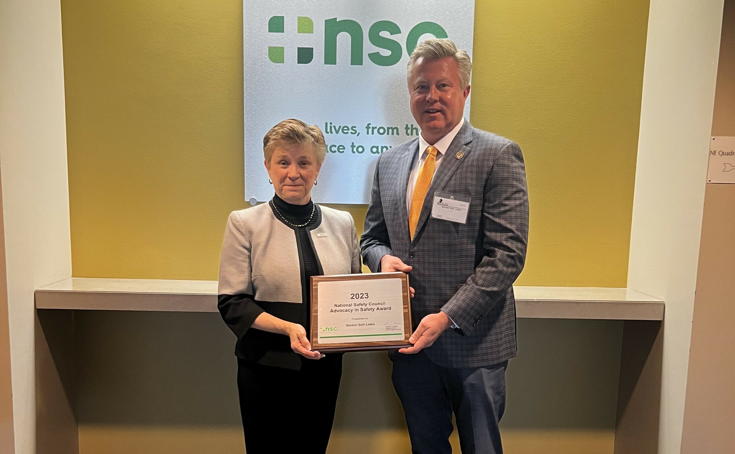 Senator Seth Lewis Receives National Safety Council’s Advocacy in ...